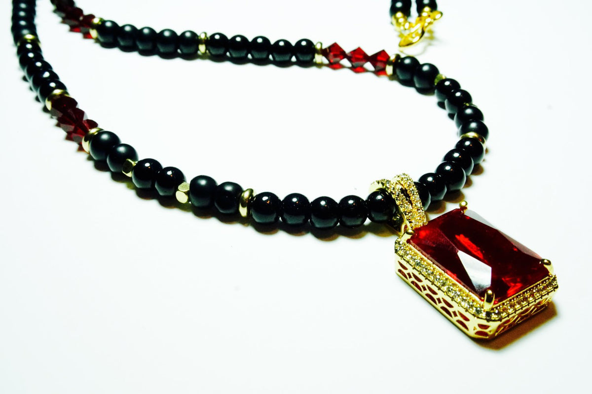 Men's "Quan" Ruby Jewel Pendant and Black Onyx Necklace – AncientBrand